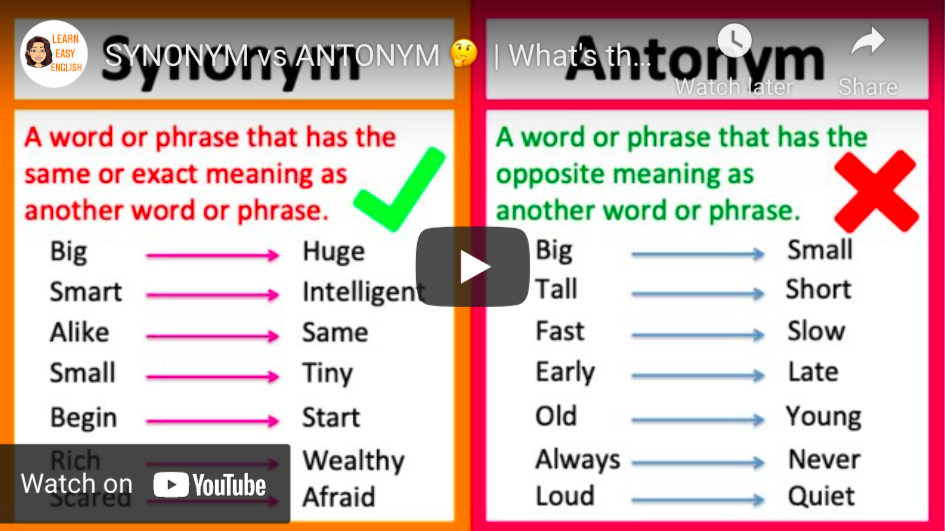 Antonyms you need to know (List, Examples & Worksheets) - ilearneasy